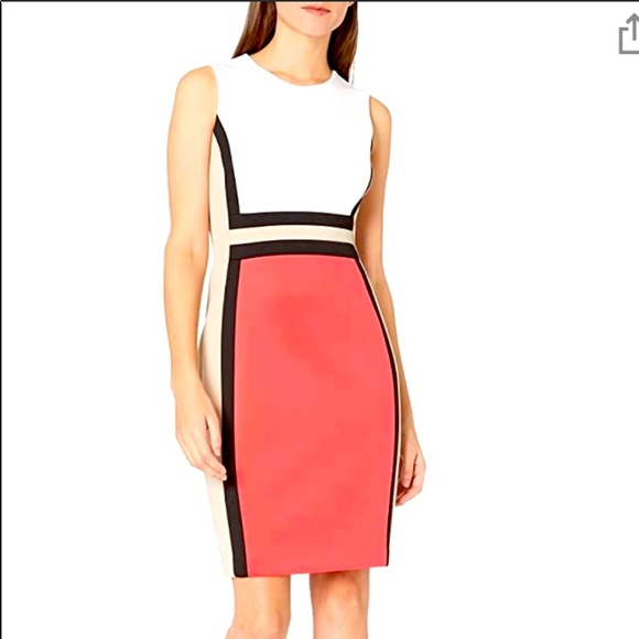 Calvin Klein | Dresses | Calvin Klein Scuba Colorblock Bodycon Dress Sz ...